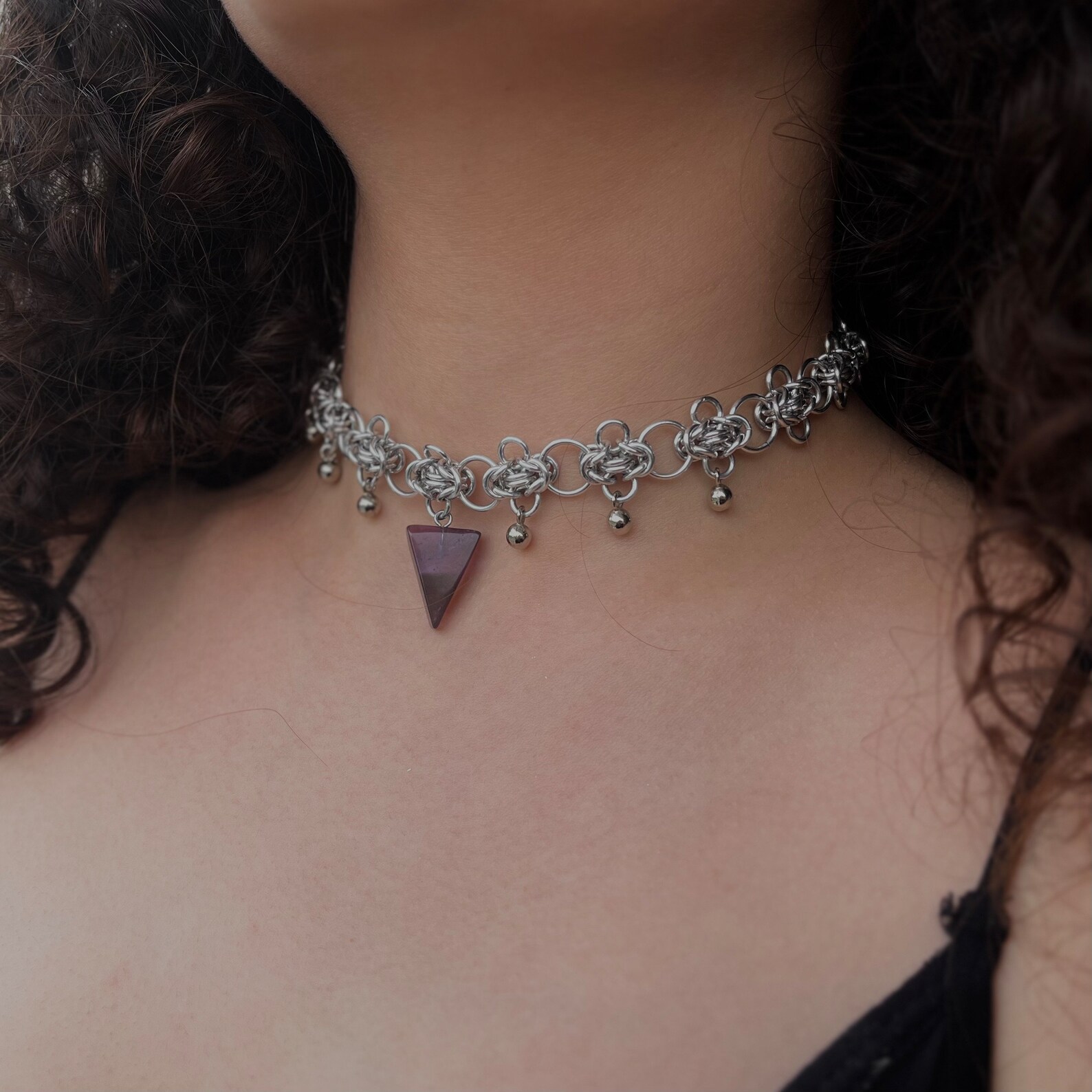 Byzantine Weave Amethyst Gothic Chainmail Choker Chainmail Jewelry ...