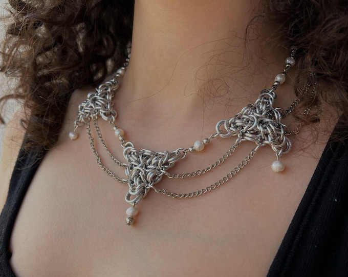 Medieval Chainmail Jewelry Byzantine Weave Aluminum Necklace With Fresh ...