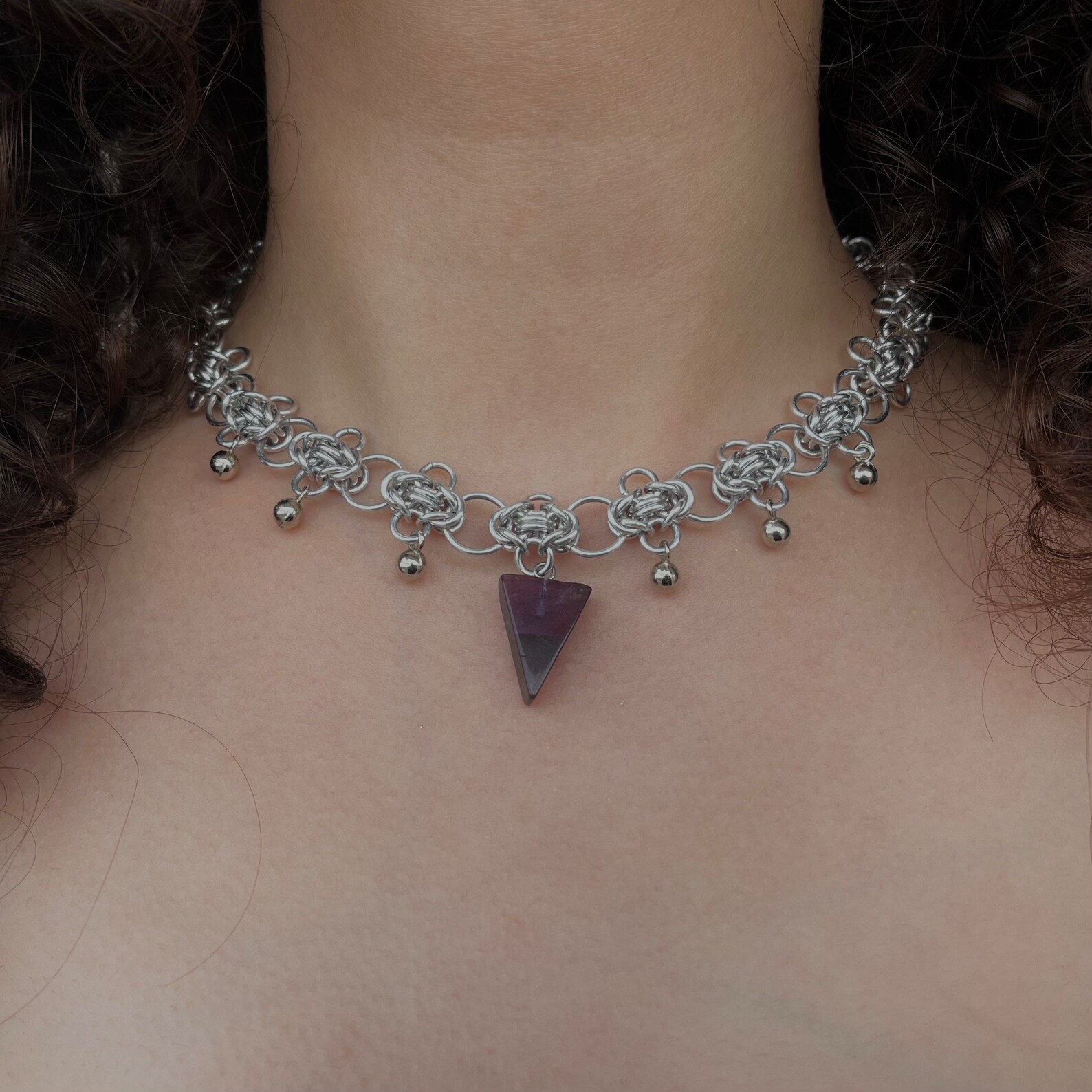 Byzantine Weave Amethyst Gothic Chainmail Choker Chainmail Jewelry ...