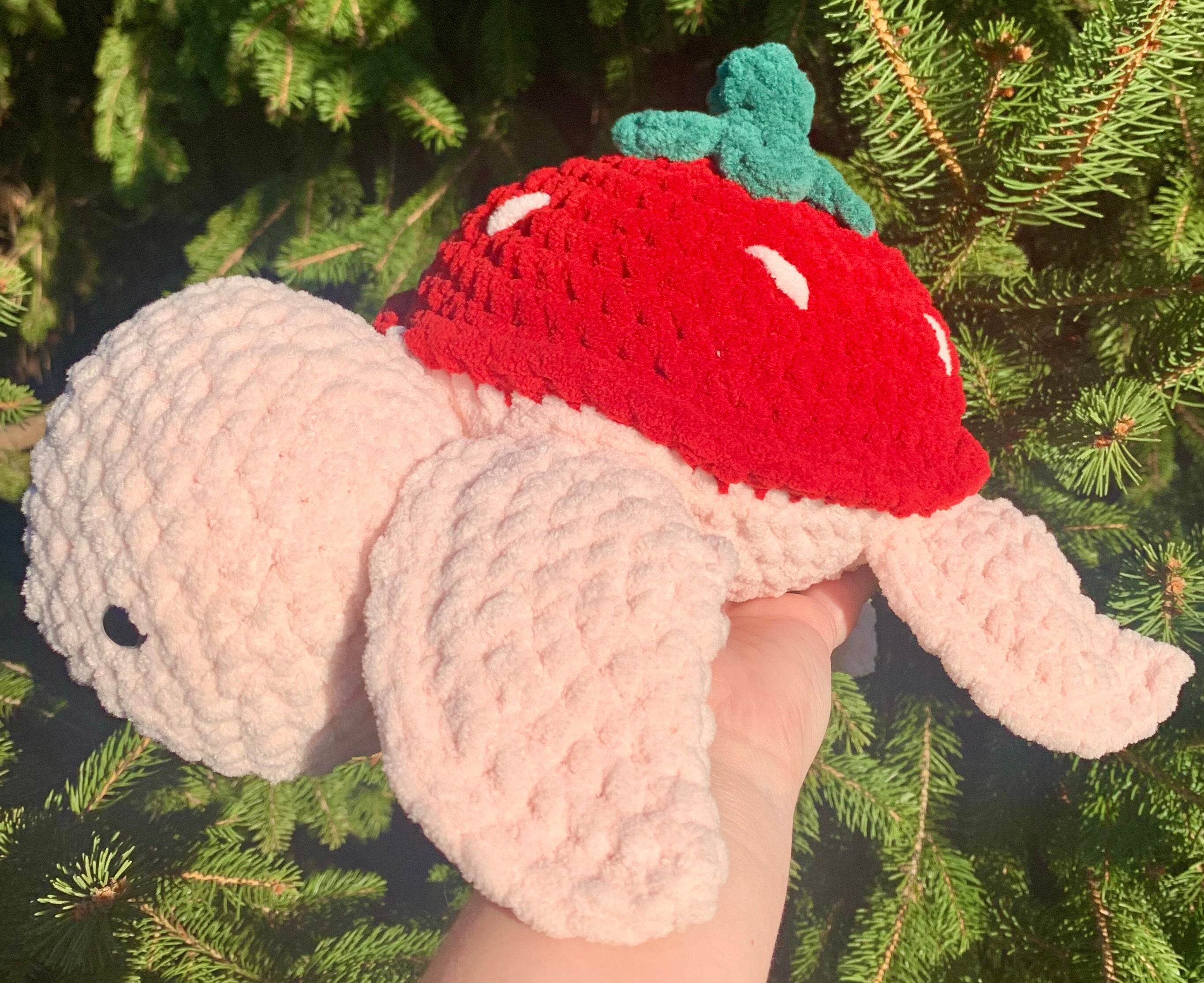 Crochet Strawberry Turtle Plushie, Amigurumi Decoration, Stuffed Animal ...