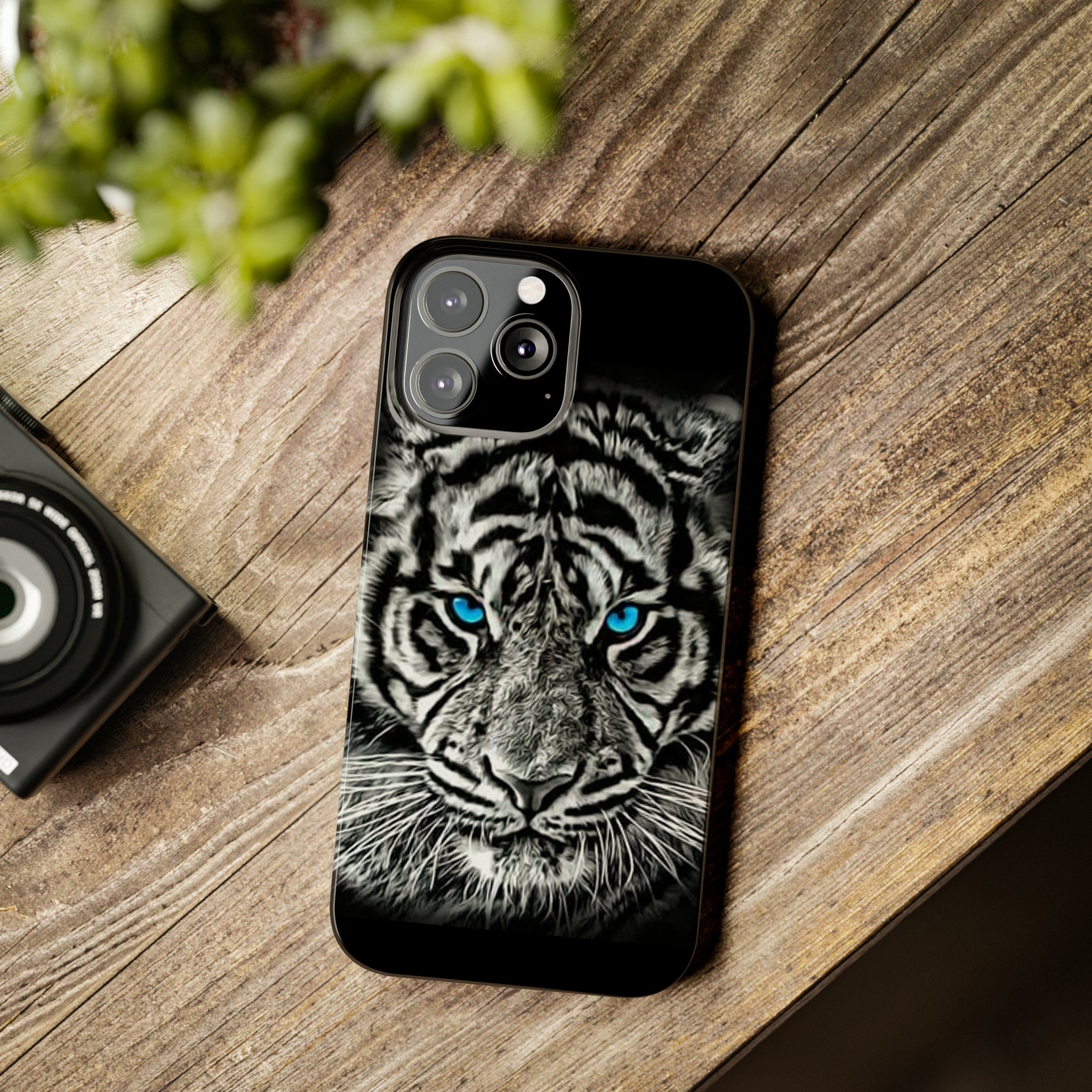 Exotic Animal Phone Case Blue Eyed White Tiger Phone Case Cute Animals ...