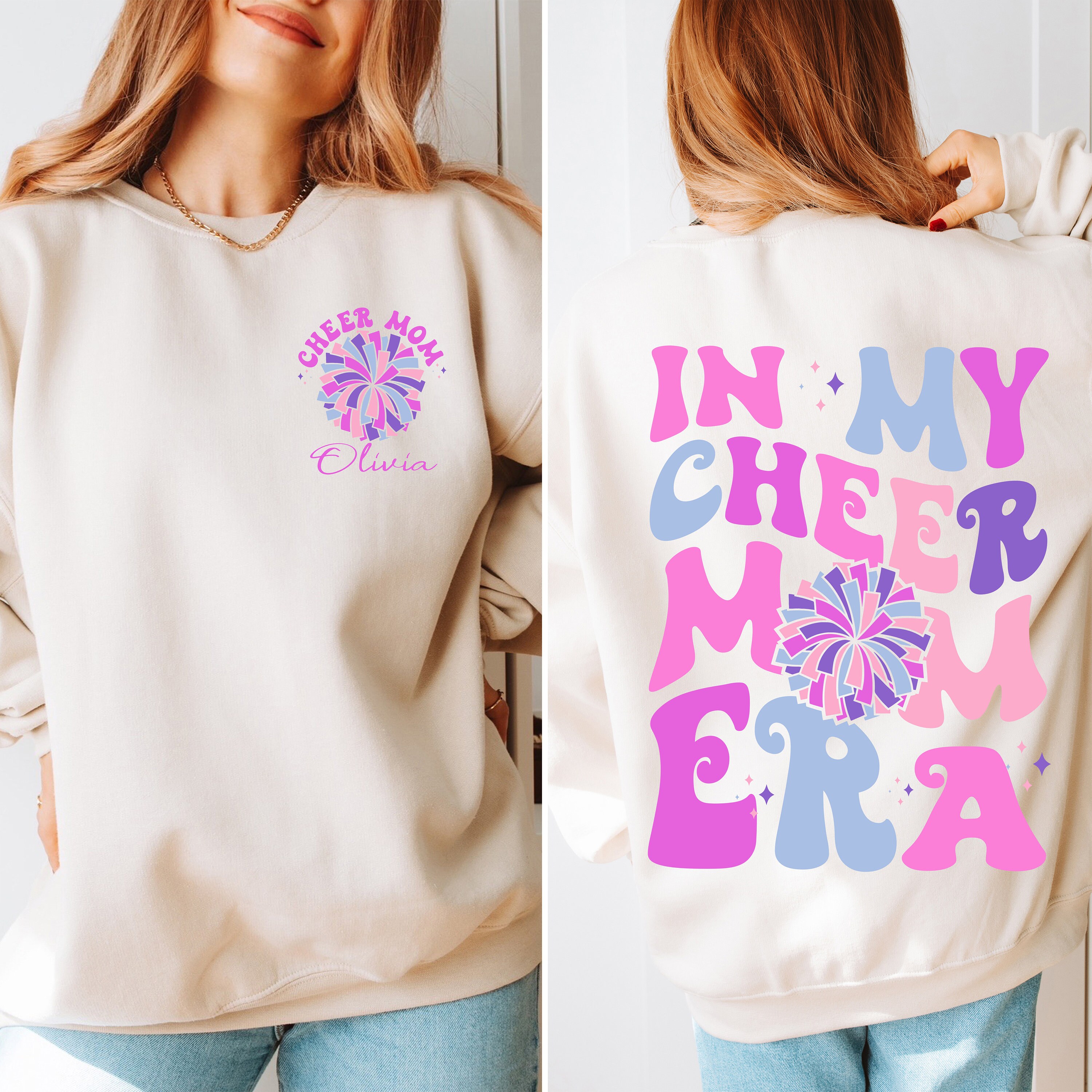 Personalized in My Cheer Mom Era Sweatshirt, Custom Cheer Mama Era ...