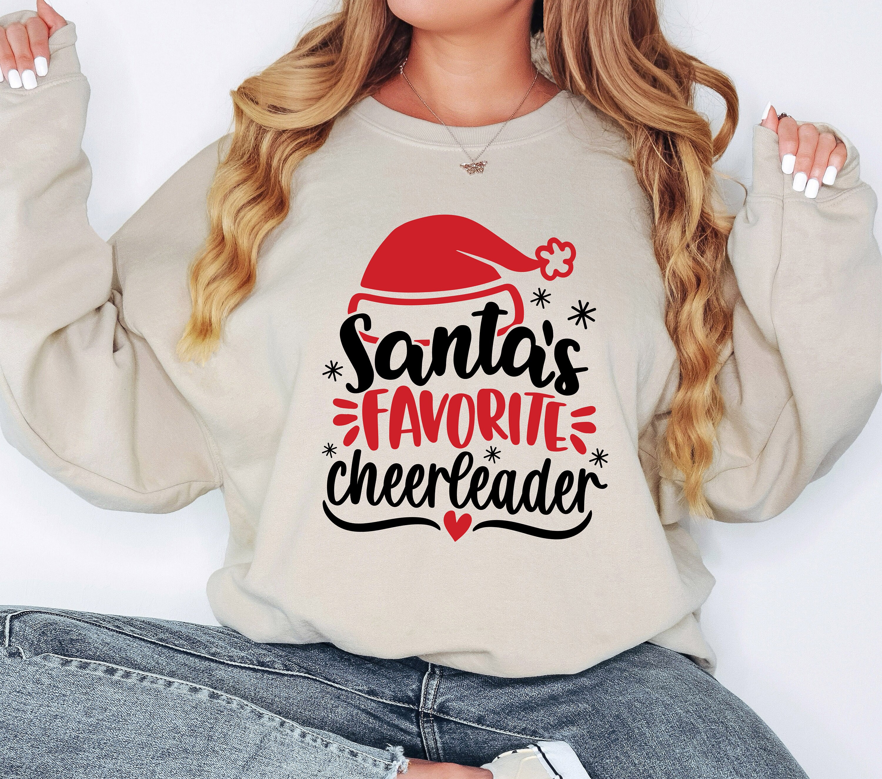 Santa's Favorite Cheerleader Sweatshirt, Christmas Cheerleader ...