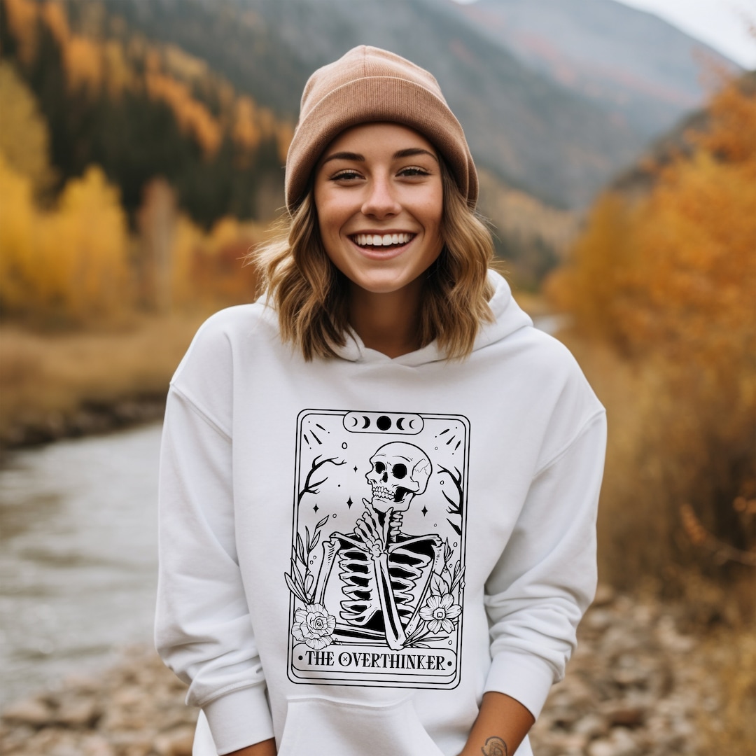 The Overthinker Tarot Hoodie, Overthinker Hoodie, Skull Tarot Card ...