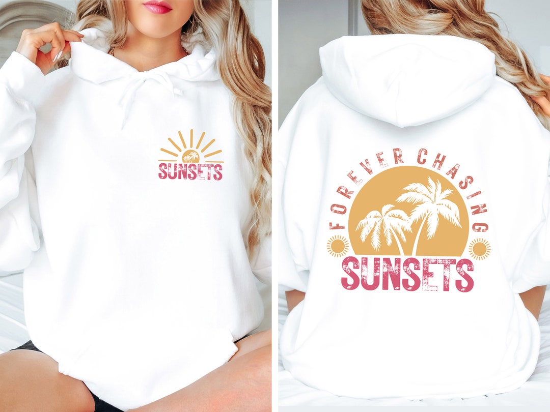 Retro Sunset Hoodie: Beach Vacation Cotton-blend Sweatshirt - Etsy