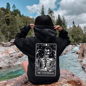 The Overthinker Tarot Hoodie, Overthinker Hoodie, Skull Tarot Card ...