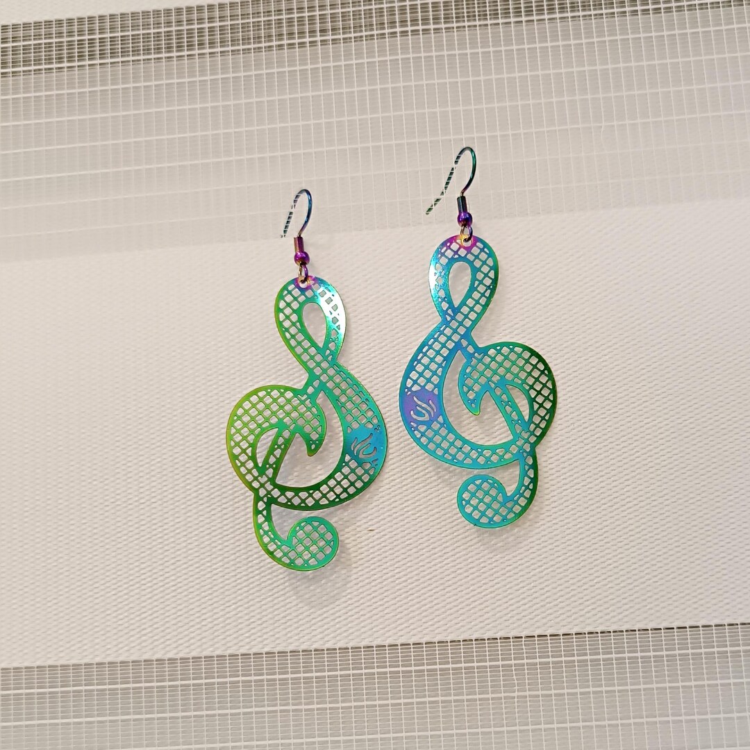 Treble Clef Rainbow Colorful Filigree Earrings Hanging Light Ornament ...