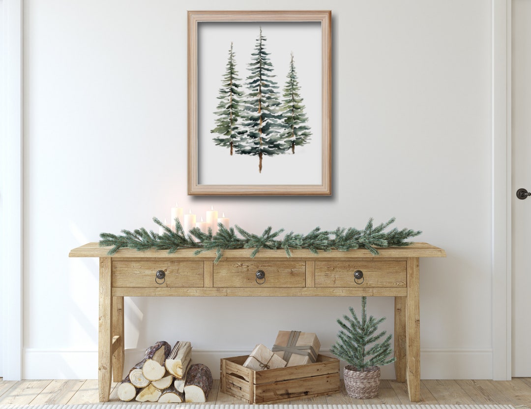 Christmas Trees Printable | Evergreen Trees Art Print | Christmas Decor ...