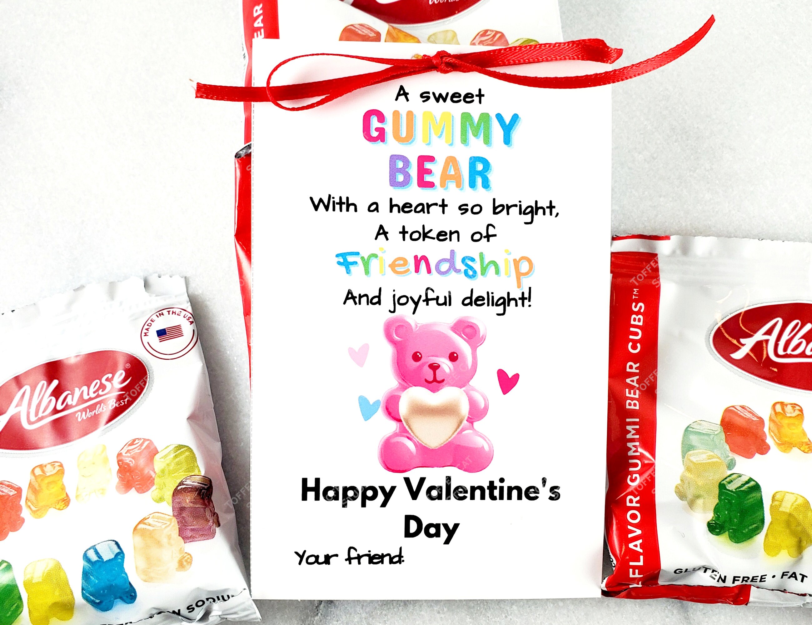 Gummy Bear Valentine Treat Tag Printable | Gummy Bear Treat Card | Kids ...