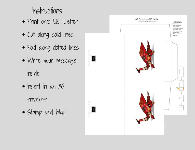 Origami Dragon Note Card Printable | 2024 Year of the Dragon Note Card ...