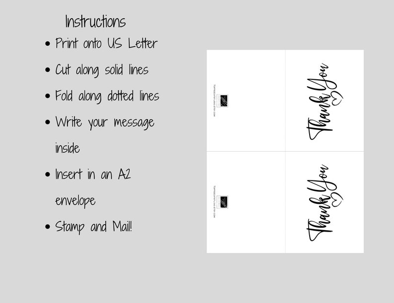 Minimal Thank You Card Printable | Black and White Thank You Card ...