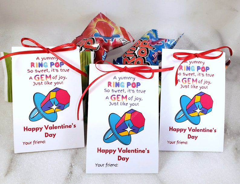 Ring Pop Valentine Printable | Ring Pop Treat Tag | Kids Valentine ...