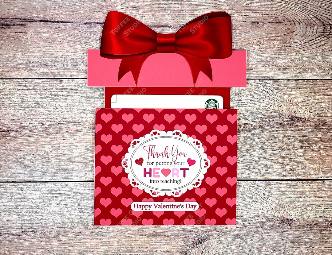 Pink Teacher Valentine's Day Gift Card Holder Printable | Teacher ...