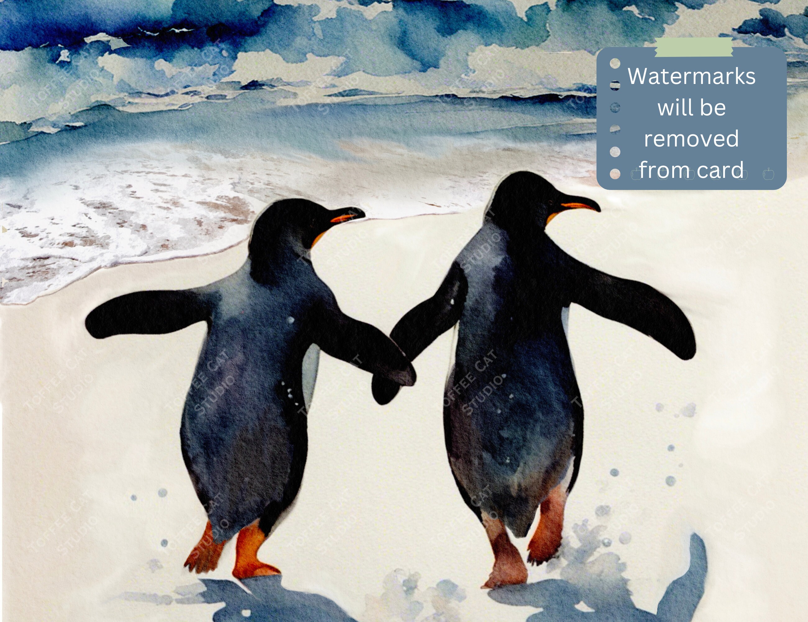 Penguin Love Card Printable | Penguin Wedding Card | Penguin ...