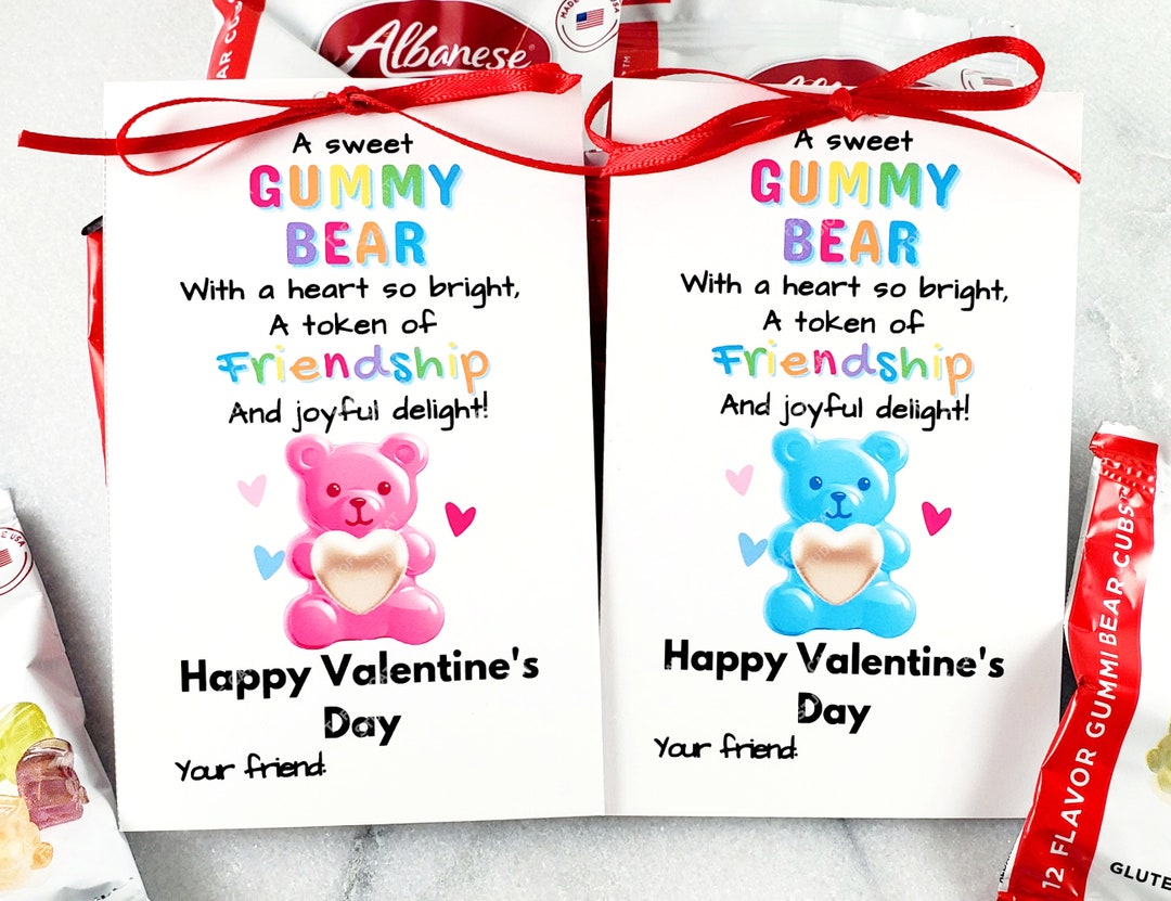 Gummy Bear Valentine Treat Tag Printable | Gummy Bear Treat Card | Kids ...