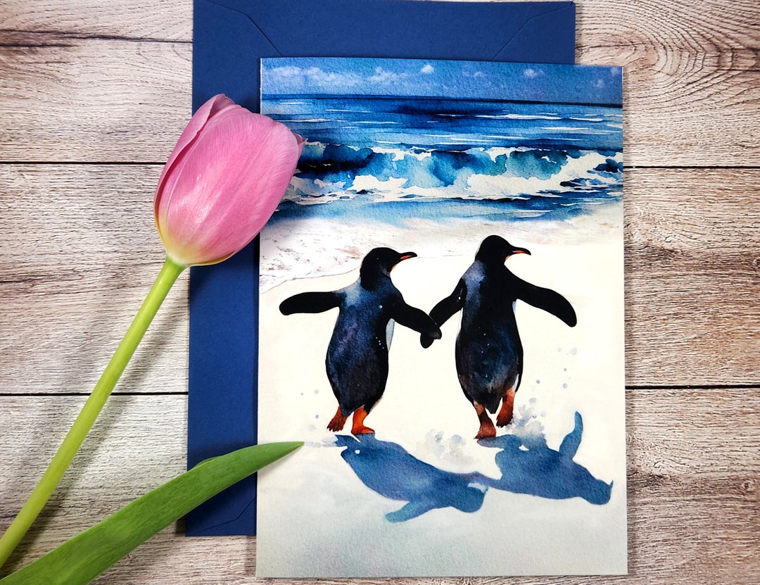Penguin Love Card Printable | Penguin Wedding Card | Penguin ...