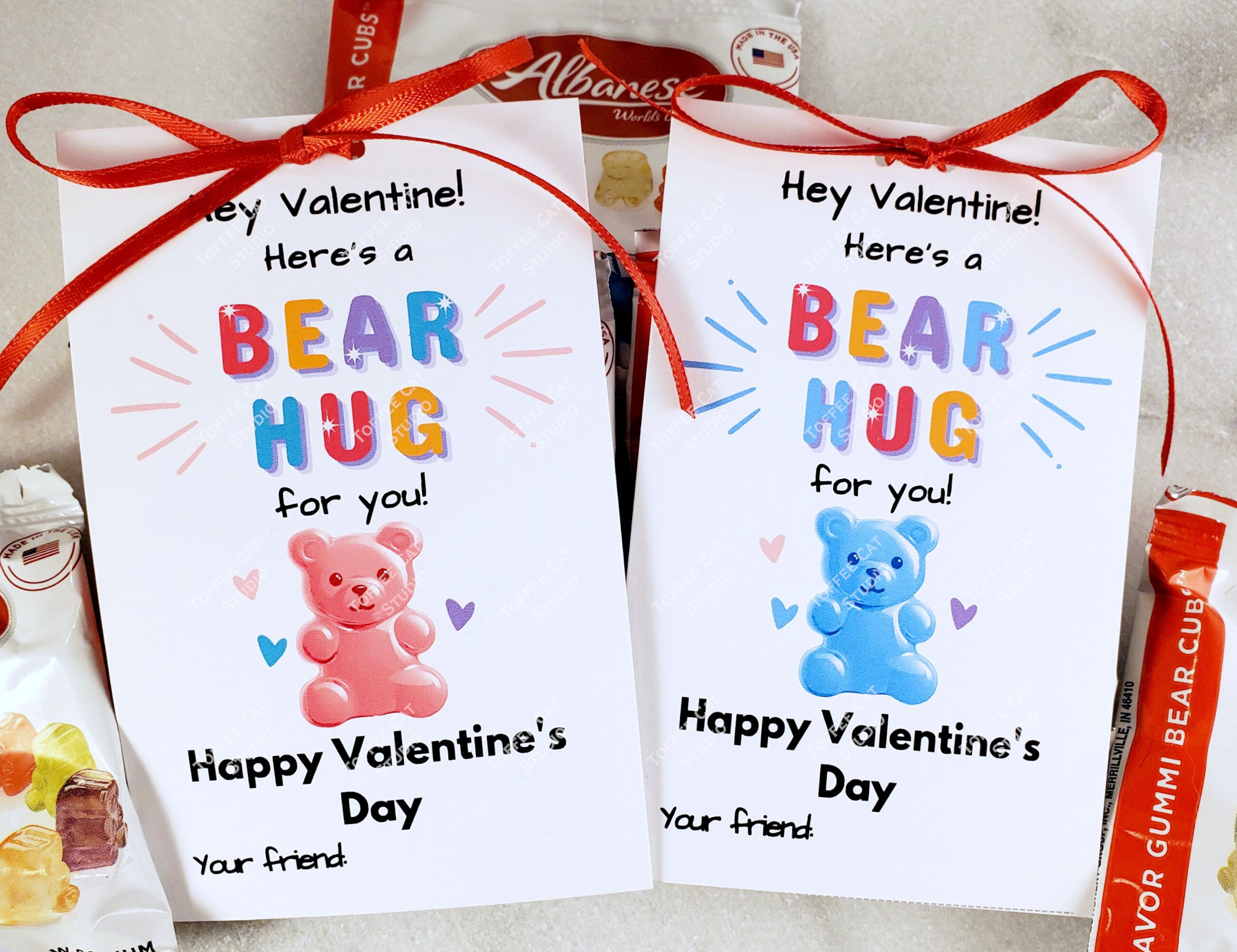 Gummy Bear Valentine Printable | Gummy Bear Treat Tag | Kids Valentine ...