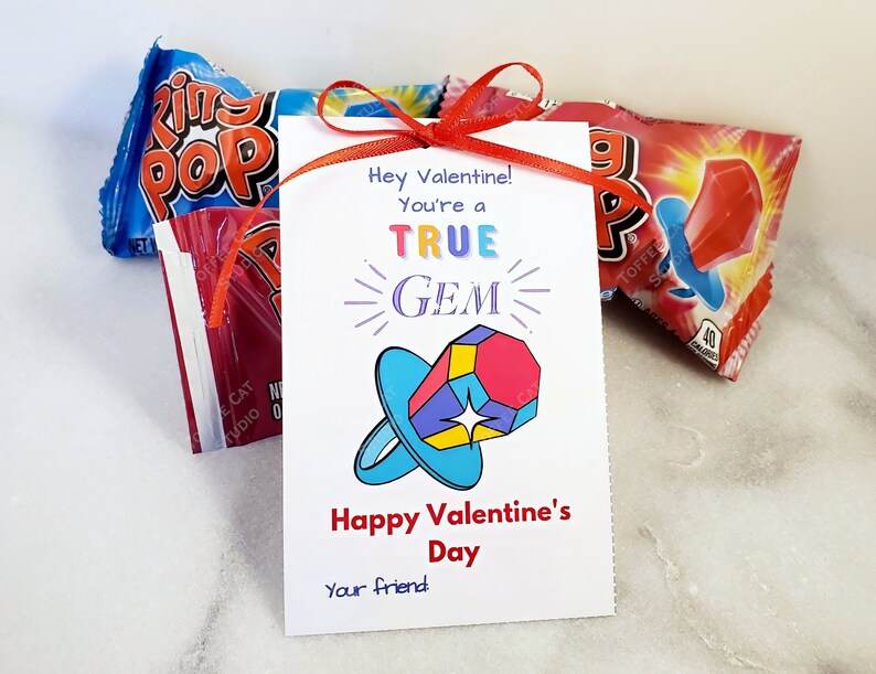 Ring Pop Valentine Printable | Ring Pop Treat Tag | Kids Valentine ...