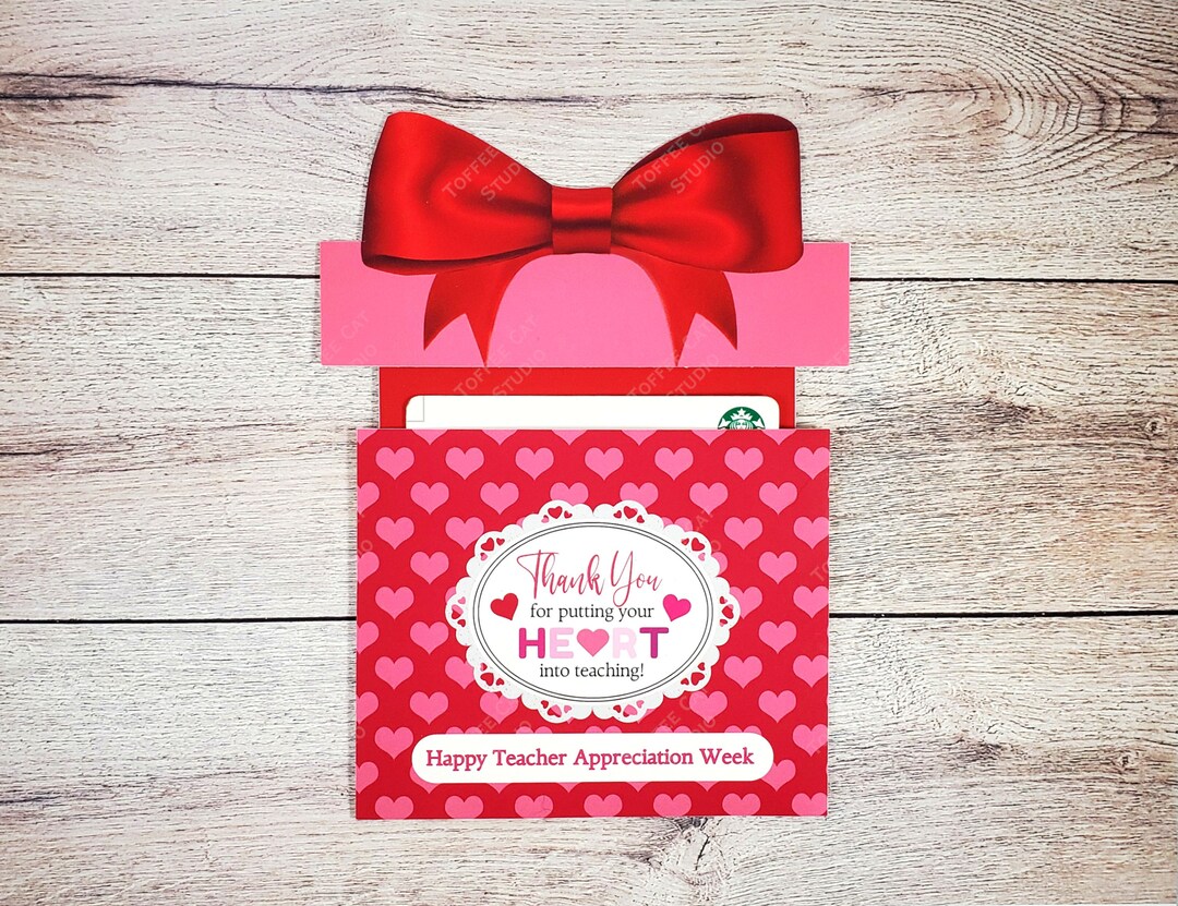 Pink Teacher Appreciation Gift Card Holder Printable | Teacher ...