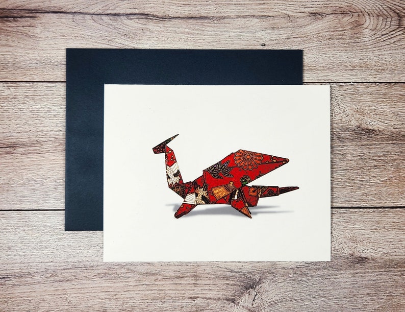 Origami Dragon Note Card Printable | 2024 Year of the Dragon Note Card ...