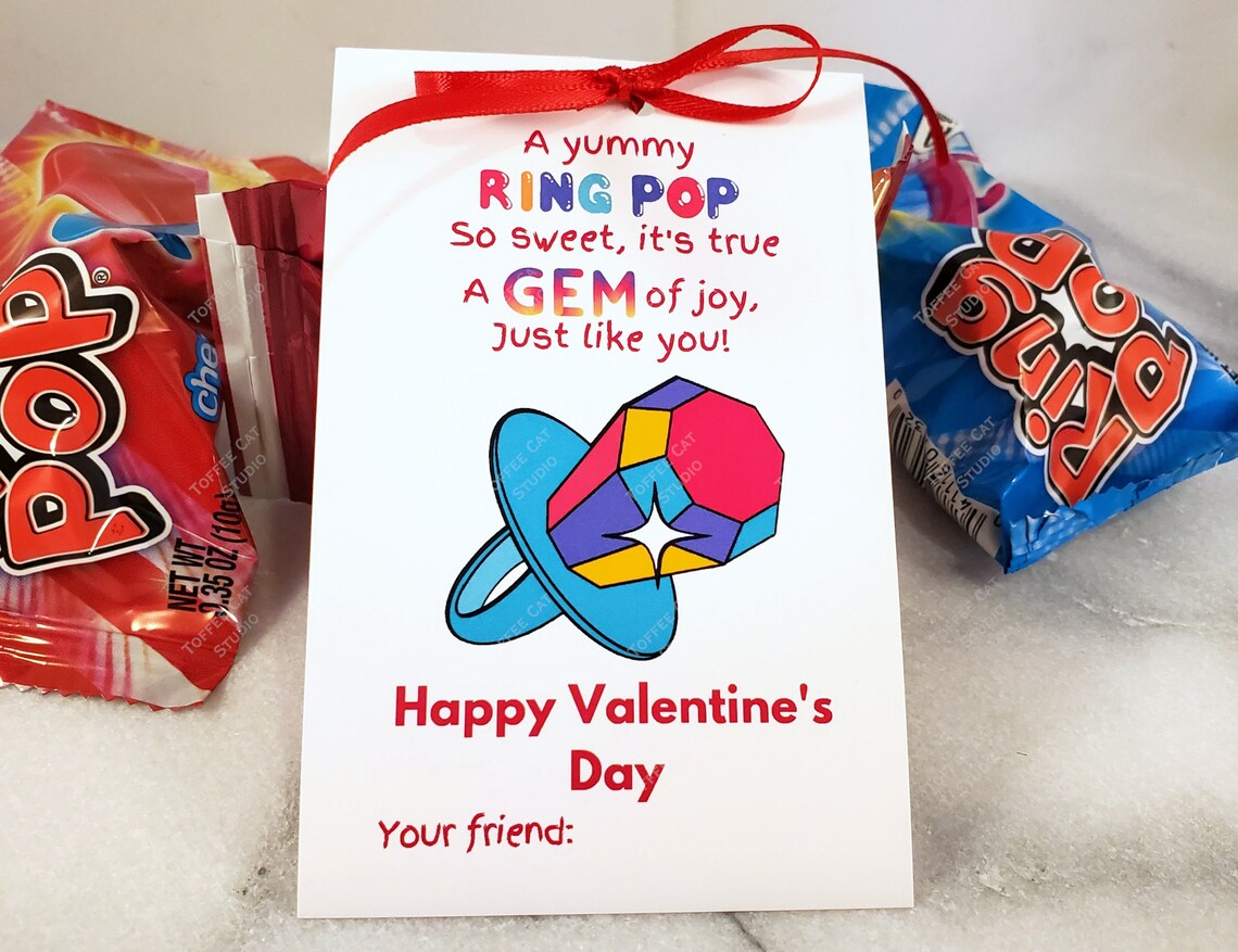 Ring Pop Valentine Printable Ring Pop Treat Tag Kids Valentine Cards ...