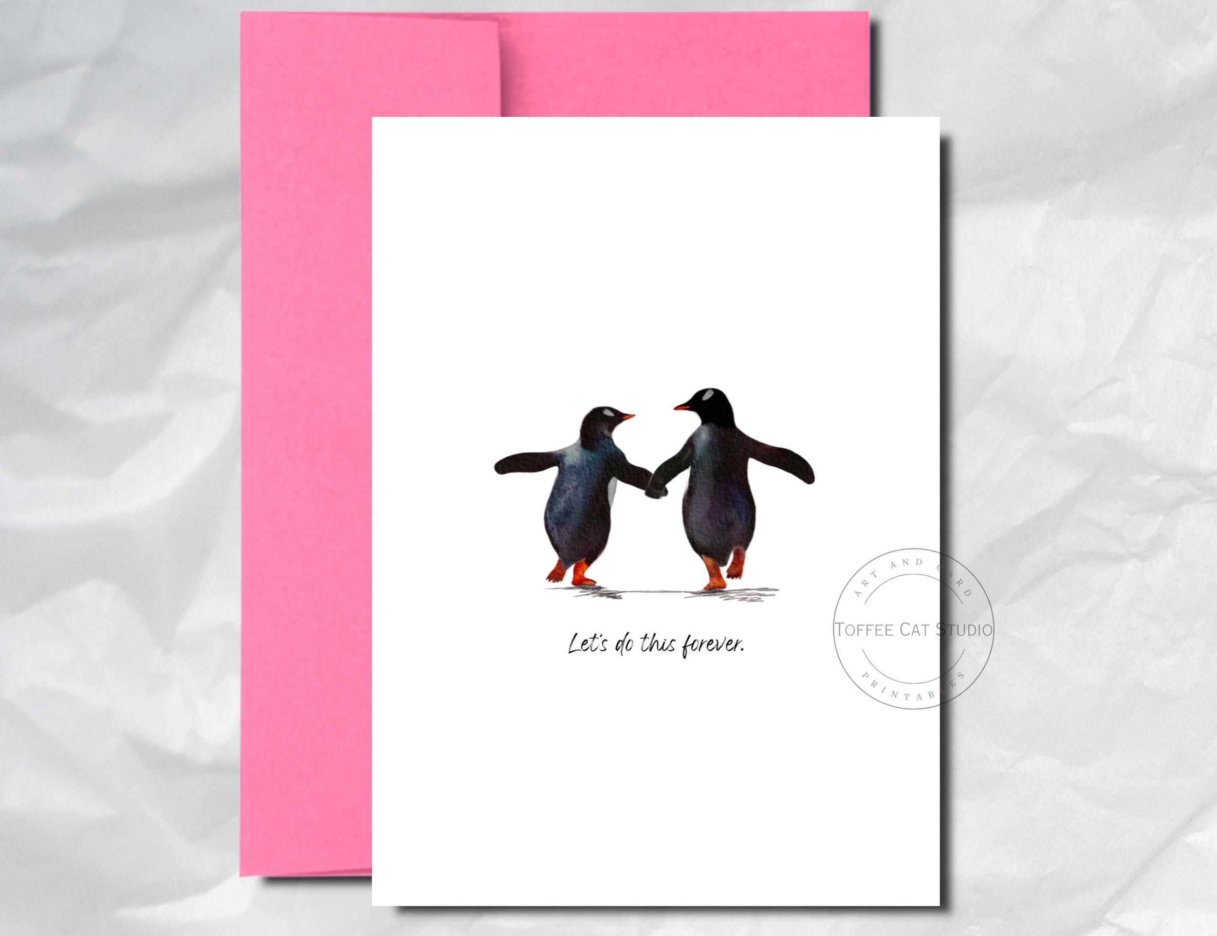 Forever Penguins Love Card Printable | Penguin Valentine's Day Card ...