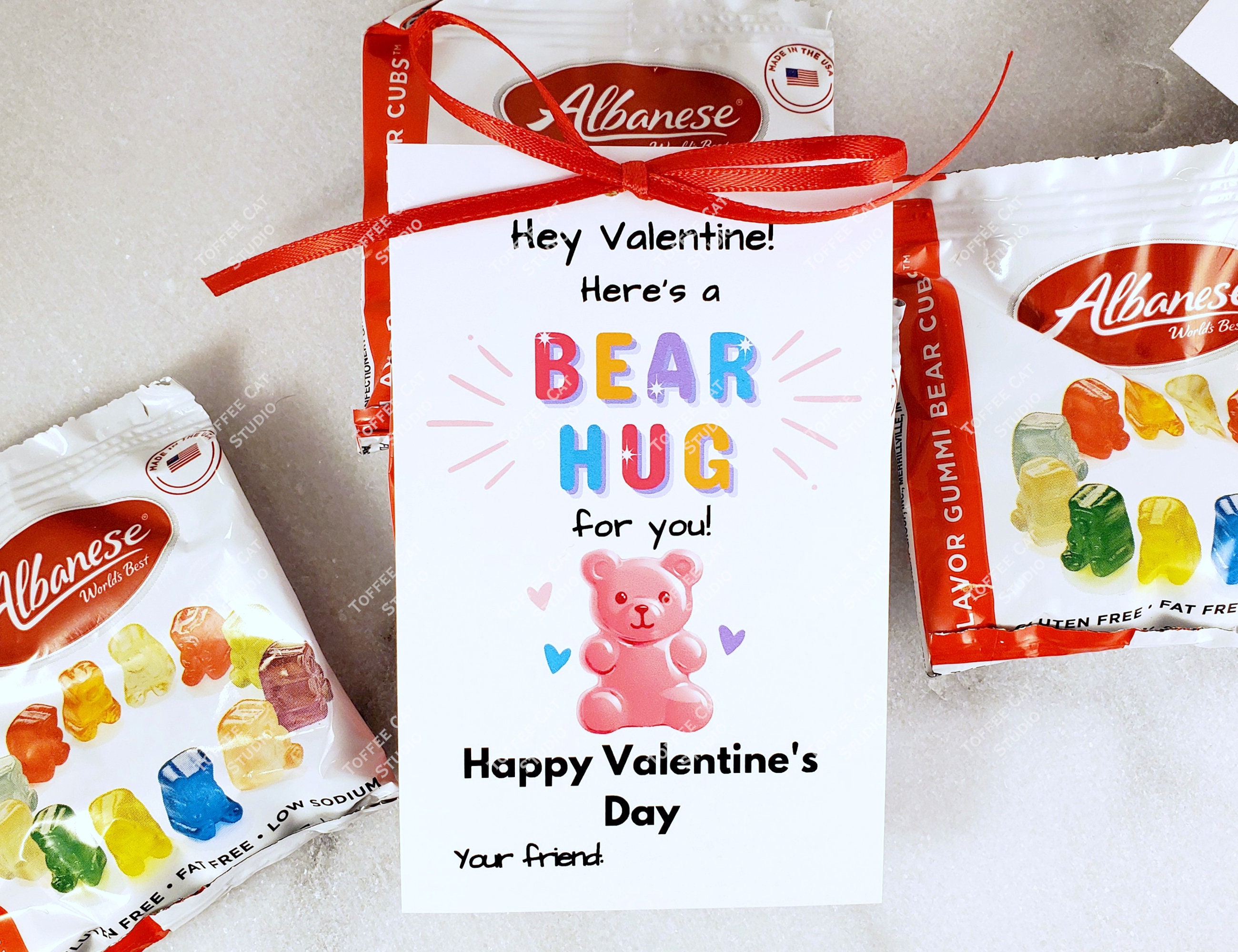 Gummy Bear Valentine Printable | Gummy Bear Treat Tag | Kids Valentine ...