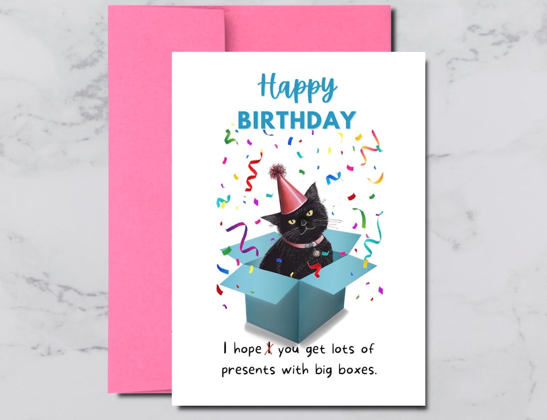 Funny Cat Birthday Card Printable | Sarcastic Humor Cat Card | Cat in a ...