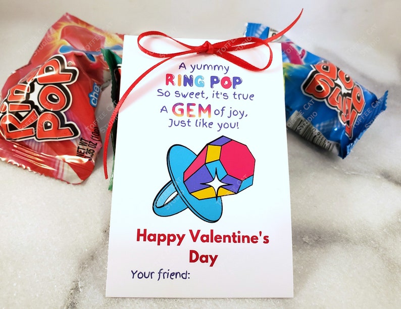 Ring Pop Valentine Printable Ring Pop Treat Tag Kids Valentine Cards ...