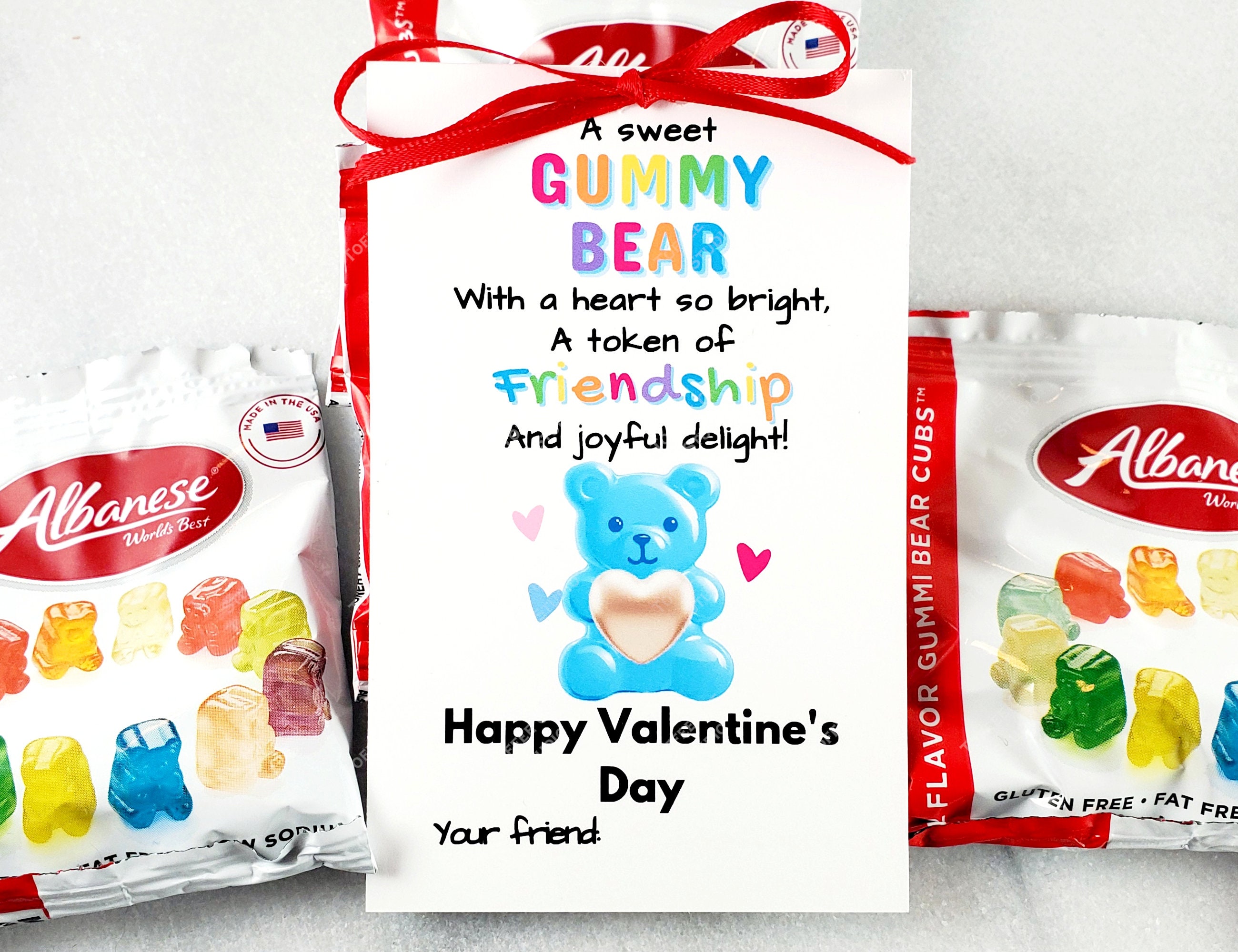 Gummy Bear Valentine Treat Tag Printable | Gummy Bear Treat Card | Kids ...