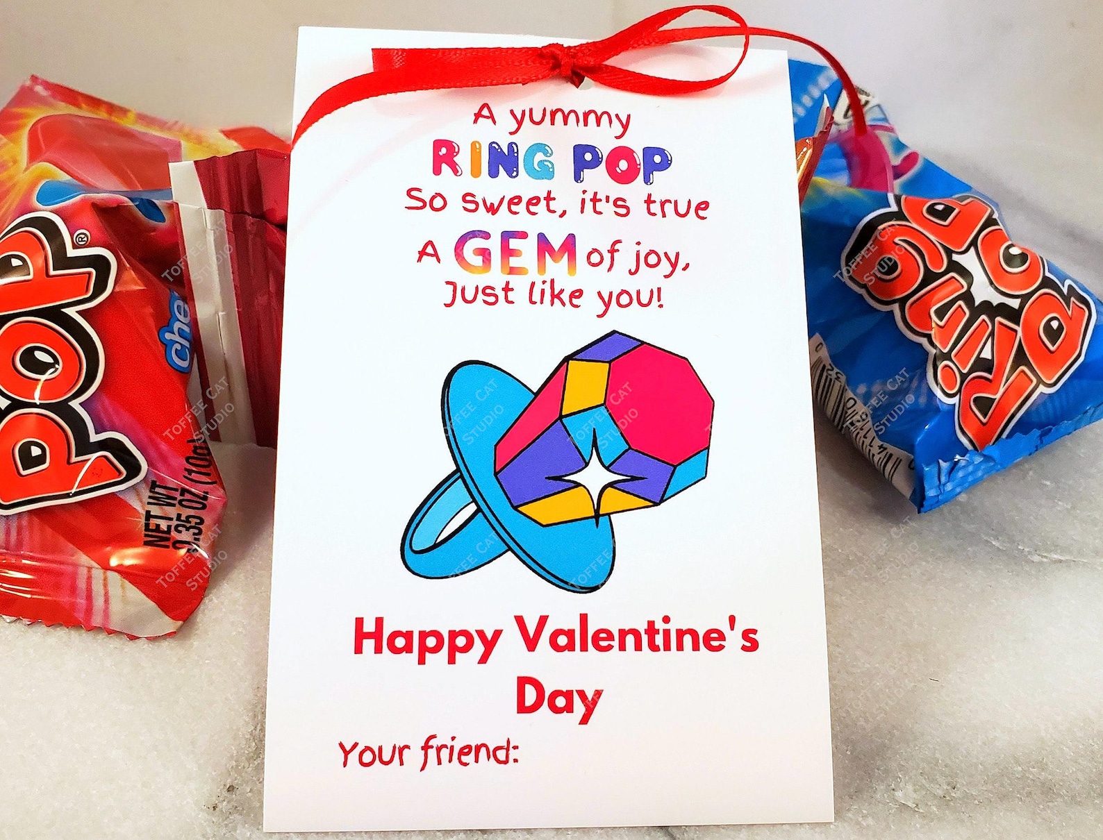 Ring Pop Valentine Printable | Ring Pop Treat Tag | Kids Valentine ...