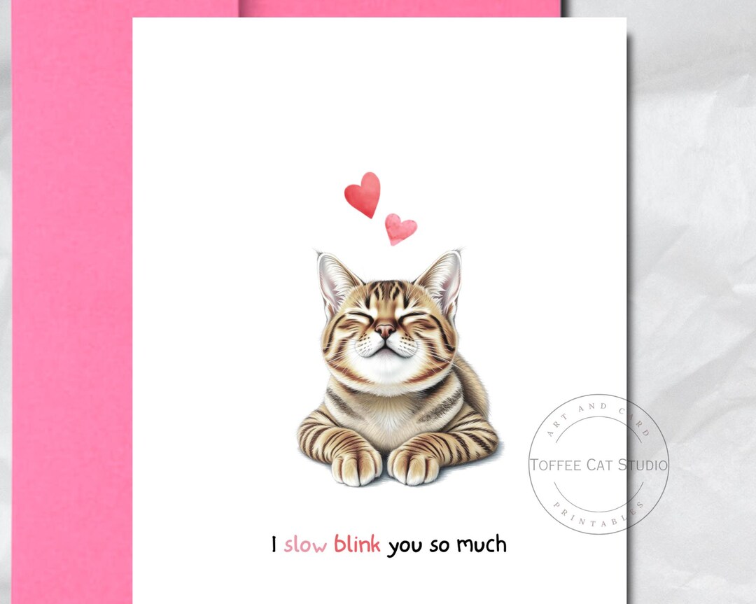 Cat Love Card Printable | Cat Valentine's Day Card | Romantic Cat Card ...