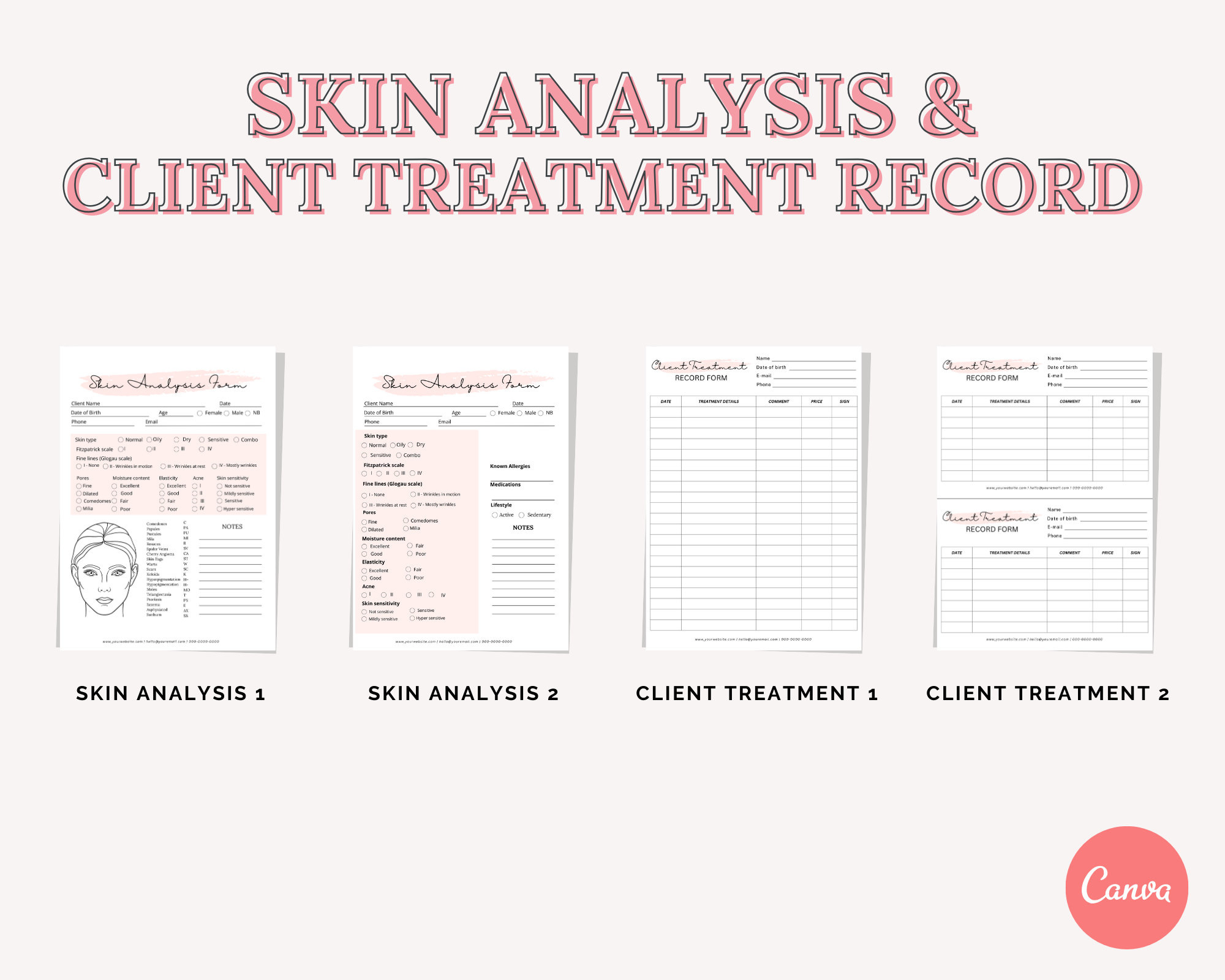 Editable Esthetician Templates Facial Treatment Form - Etsy