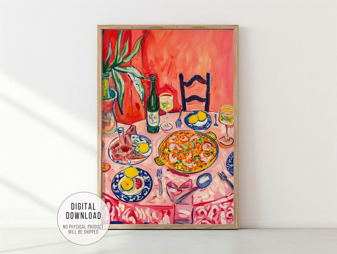 Spanish Feast With Paella Tapas and Wine, Food and Drink Inspired ...