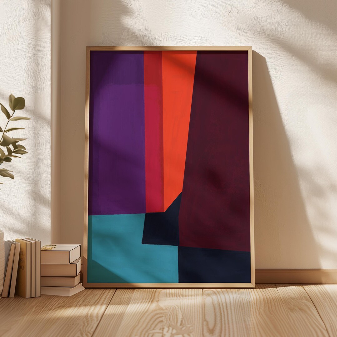 Abstract Color Block Art Print: Hand Drawn Modern Geometric Wall Art ...