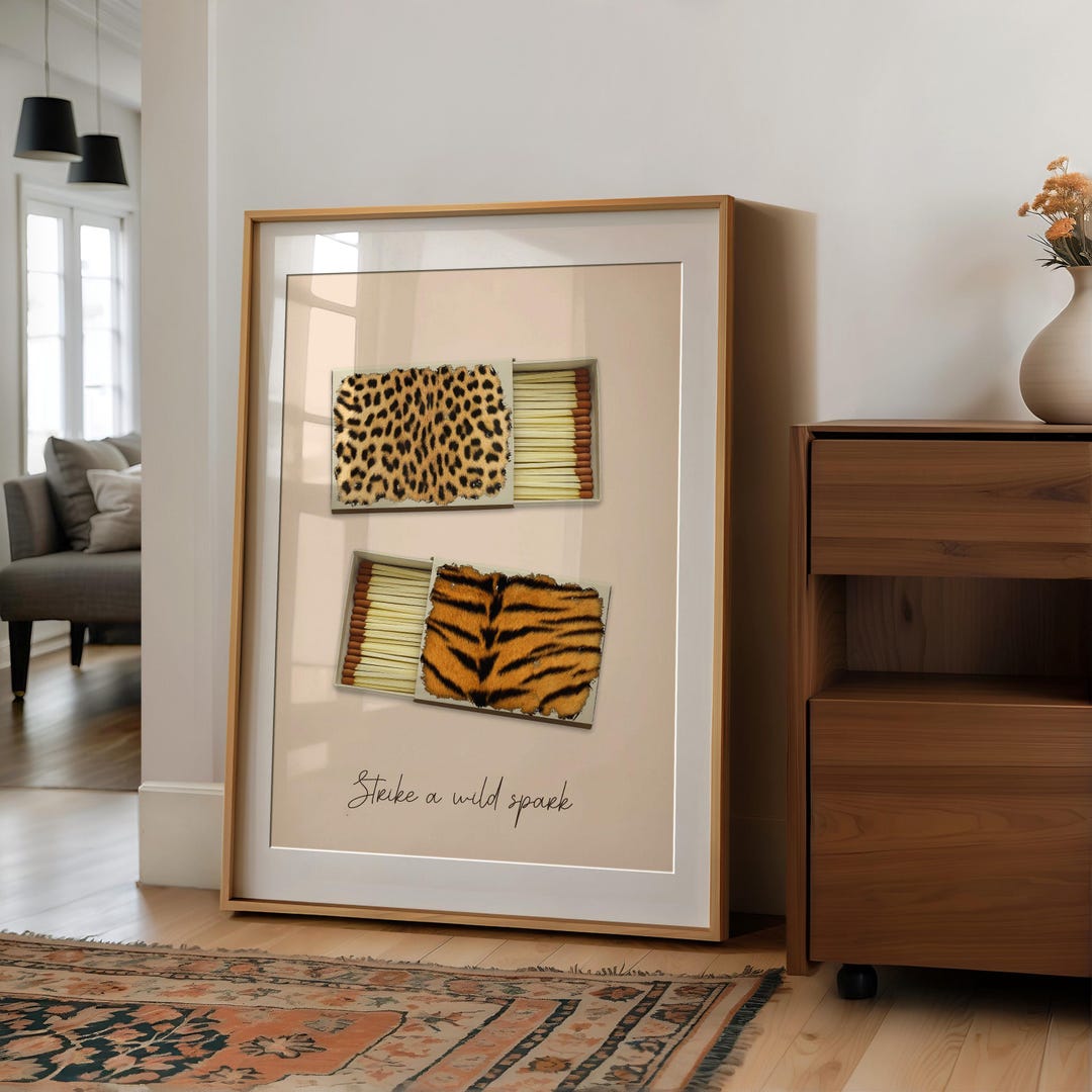 Leopard Tiger Matchbox Print: Y2K Bar Cart Art (digital Download) - Etsy