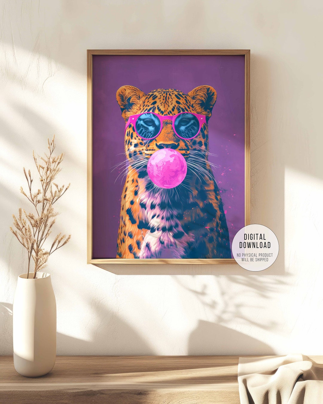 Leopard Bubble Gum Print, Fun Animal Lover Gift, Preppy Dorm Room Decor ...
