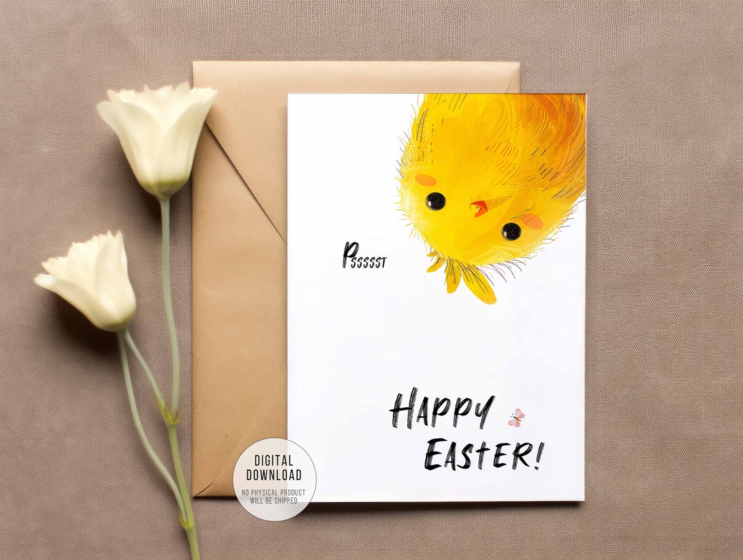 Easter Chick Card Print at Home, 5x7, Funny Happy Easter Printable ...