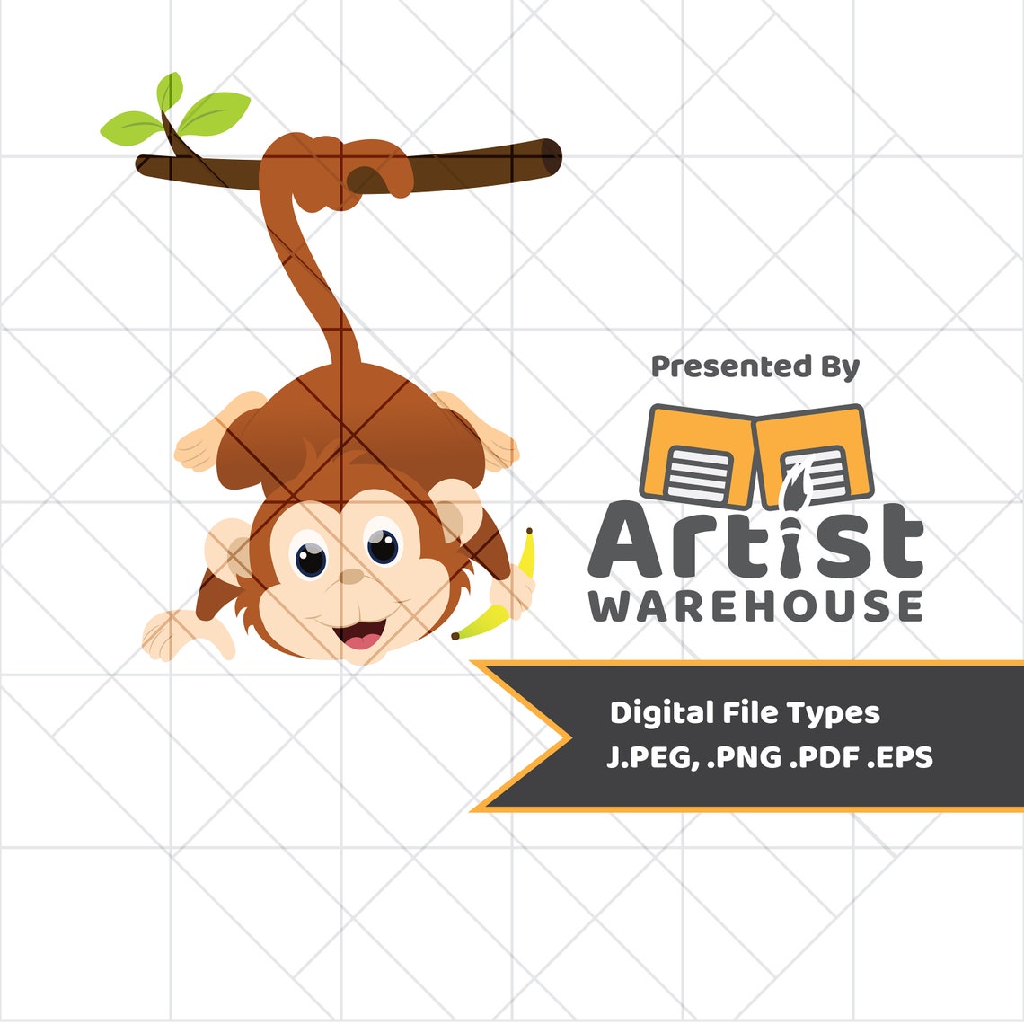 Animals Clipart, Baby Monkey Clipart, Nursery Wall Art, Digital Monkey ...