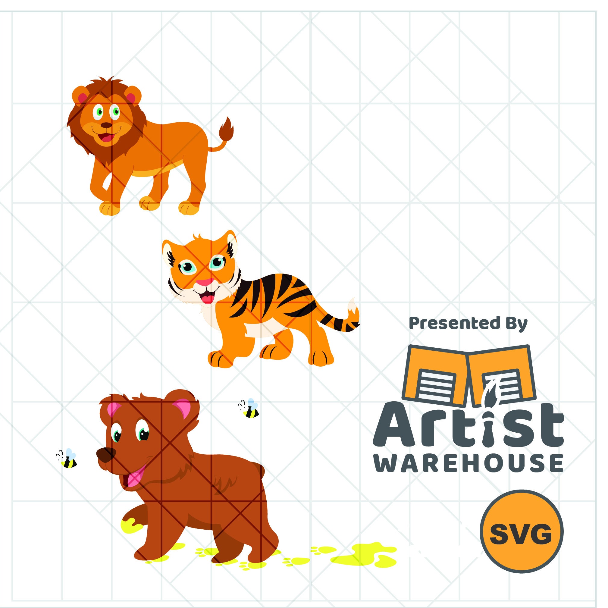 Animals Clipart, Baby Lion Tiger and Bear Oh My Clipart, Nursery Wall ...