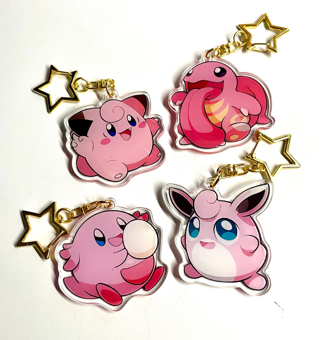 Custom Cute Chibi Pokémon Keychain - Clefable, Chansey, Lickitung and ...