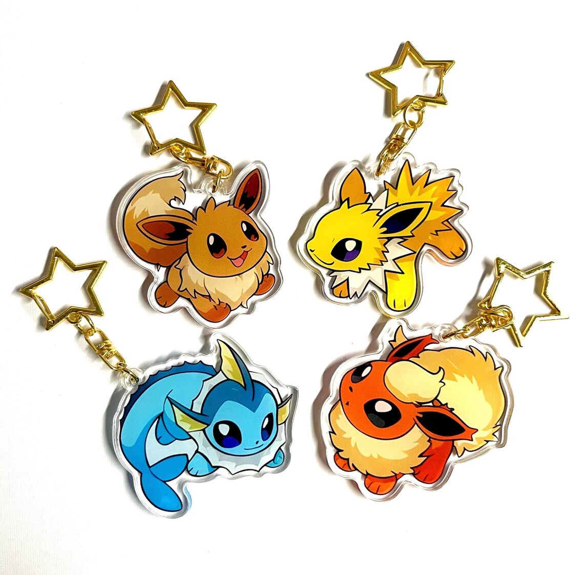 Custom Eeveelution Chibi Keychains – Eevee, Vaporeon, Jolteon & Flareon ...
