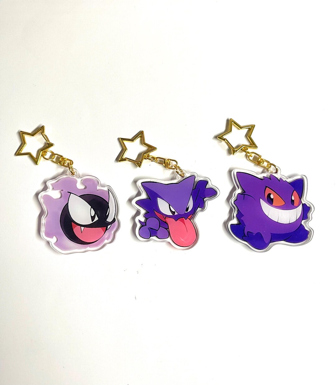 Custom Chibi Pokémon Keychain Set – Ghastly, Haunter, and Gengar Ghost ...