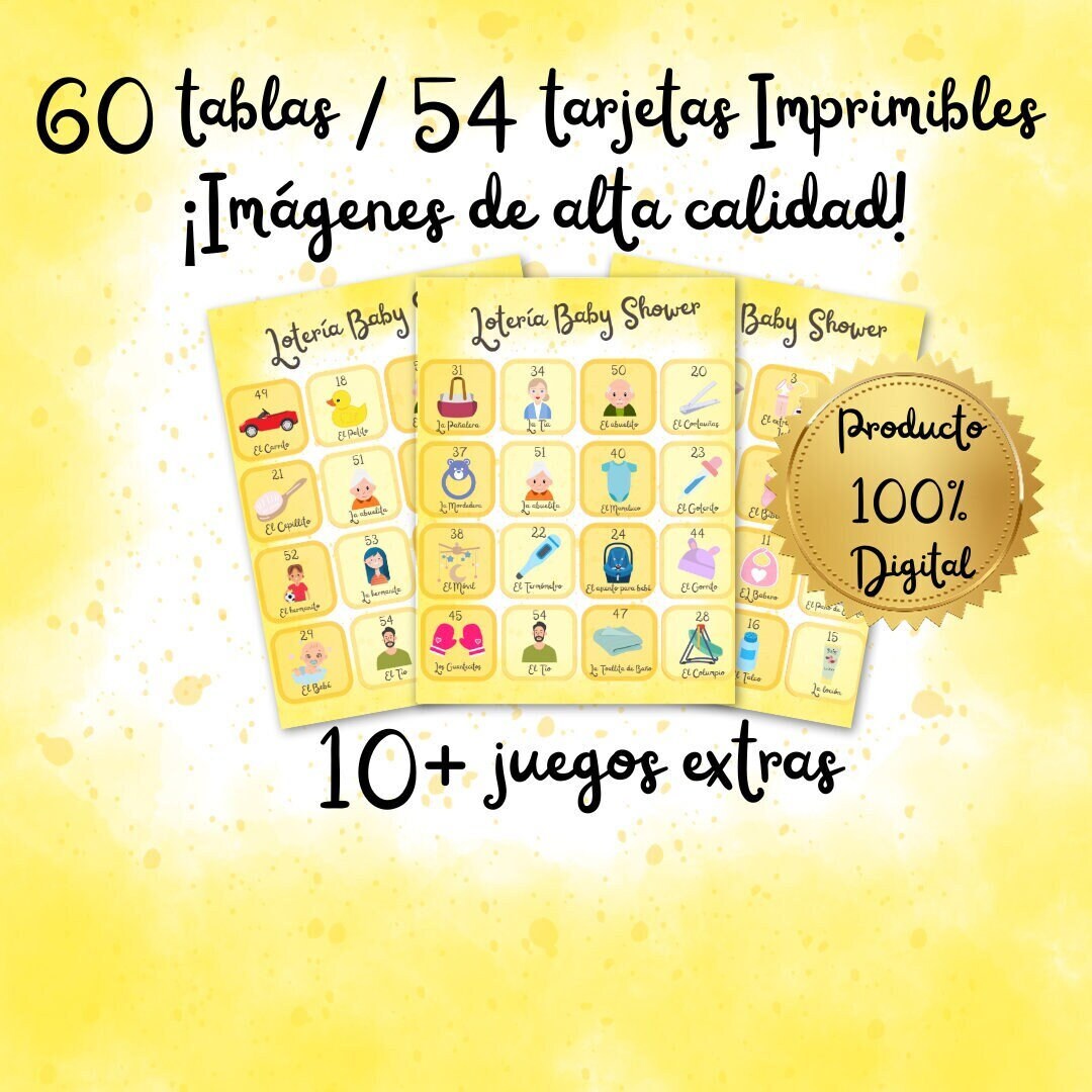 Baby Shower Boy Loteria: Multicolored Cakes, Mexican Baby Shower Bingo ...