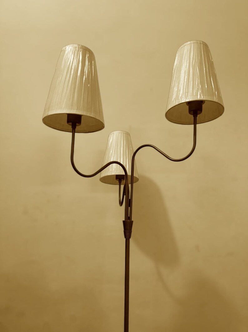 Brass Floor Sconce, Long Pleated Shade Lamp, Bedside Lighting, Living ...