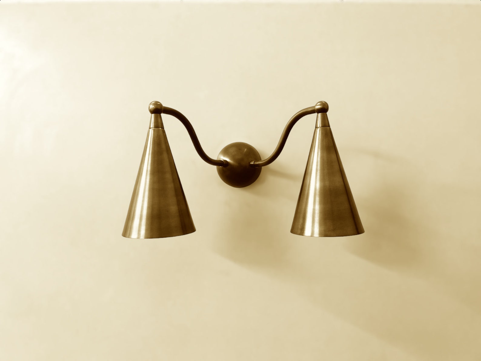 Handcrafted Raw Brass Double Wall Sconces: Modern Ambient Lighting - Etsy