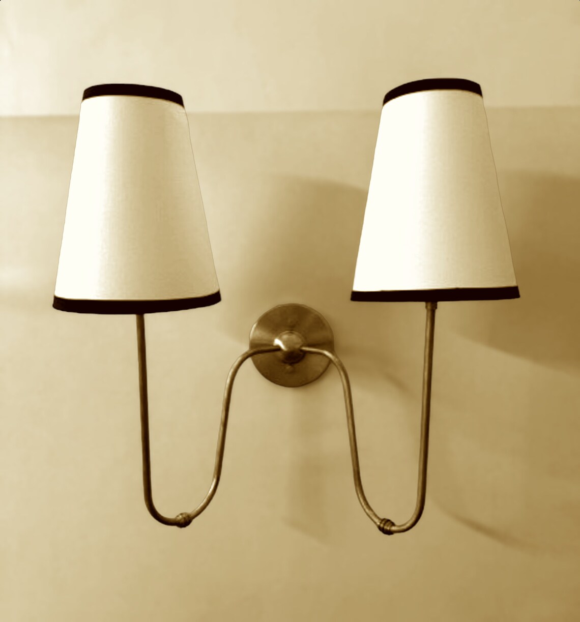 Handcrafted Bronze Double Arm Wall Sconce - Elegant Dual Light Lamp - Etsy