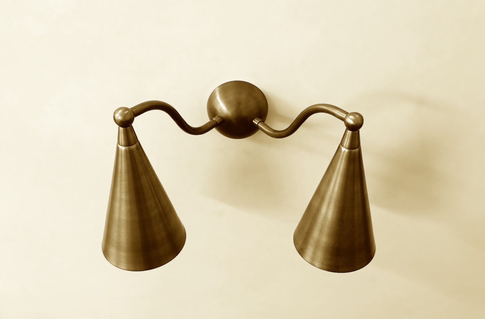 Modern Artisan Handcrafted Raw Brass Double Wall Sconces for Ambient ...
