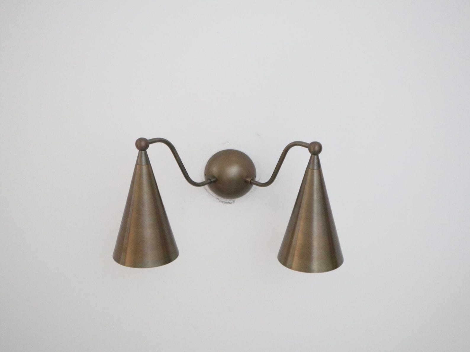 Handcrafted Raw Brass Double Wall Sconces: Modern Ambient Lighting - Etsy