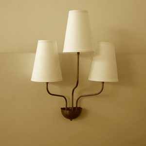 Handmade Brass 3-light Wall Sconce With Fabric Shades - Etsy